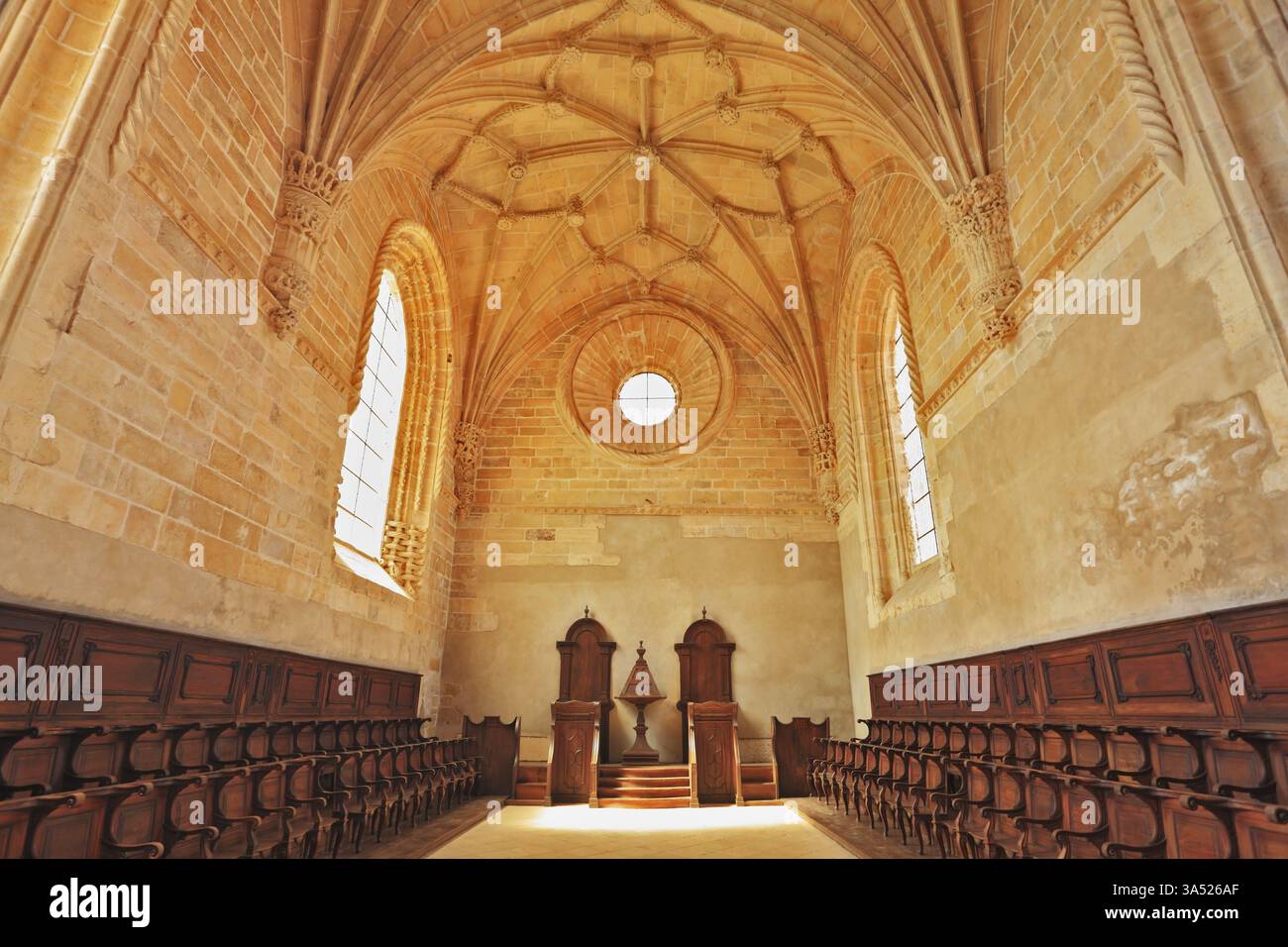 The imposing medieval castle of the Knights Templar in Portugal. The ...