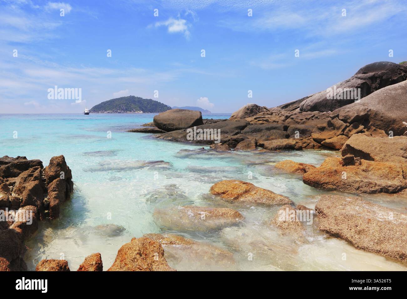 Similansky islands, Andaman Sea, Thailand. The thinnest white sand of a ...