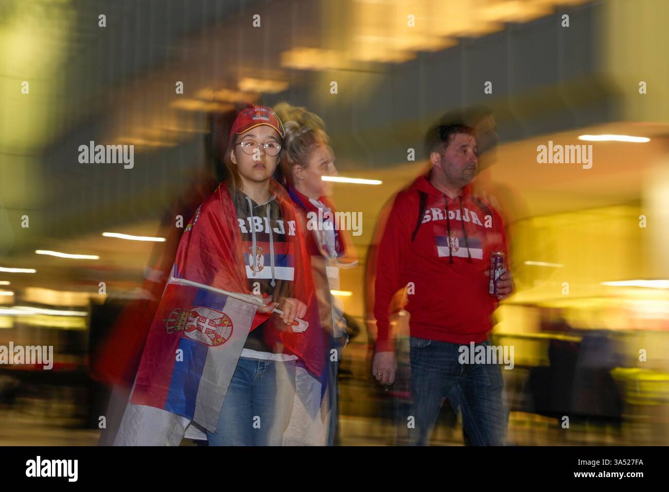 VIENNA, AUSTRIA - MARCH 20: Fans of Austria during the Nations League ...