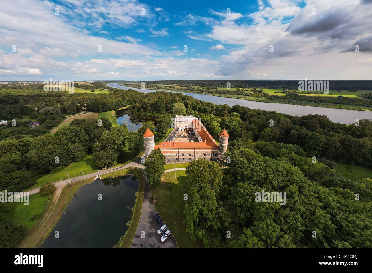 Aerial View Of Panemune Castle In Jurbarkas District Lithuania Stock