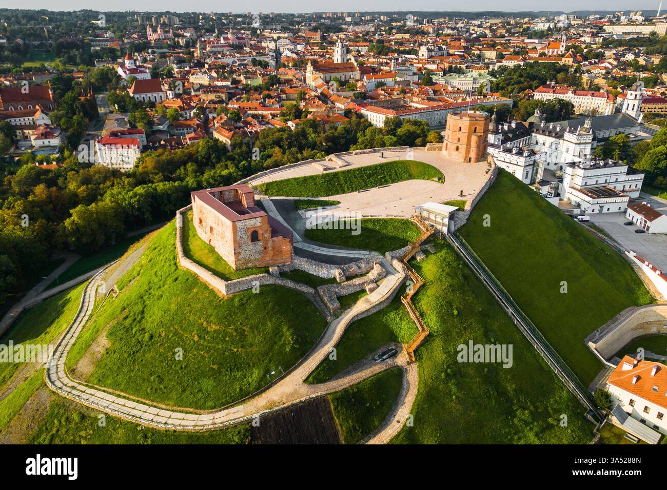Aerial View of Gediminas Hill With the Castle on Top of It in Vilnius ...
