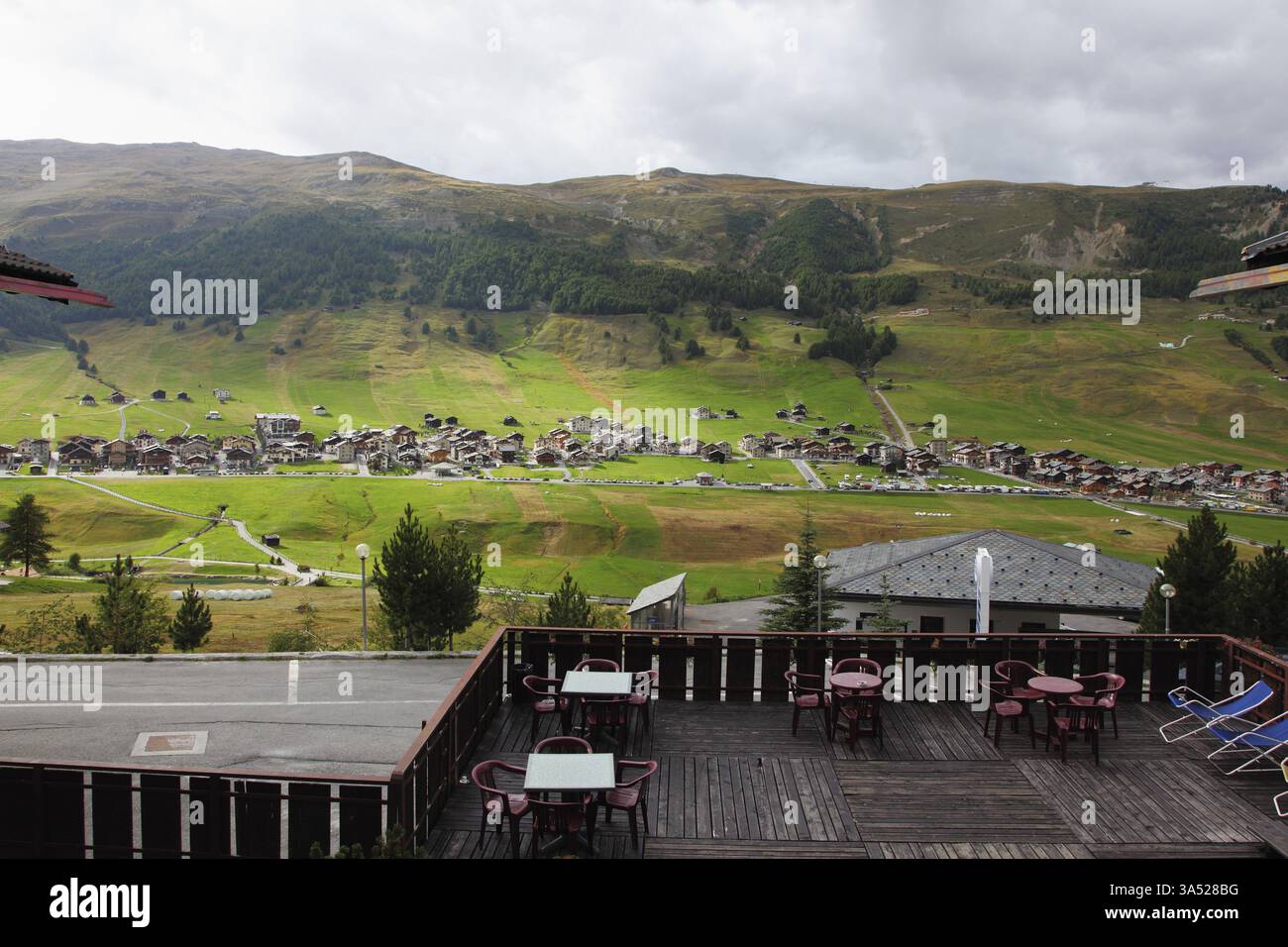 A popular mountain resort in the Alps. The beginning of autumn. The ...