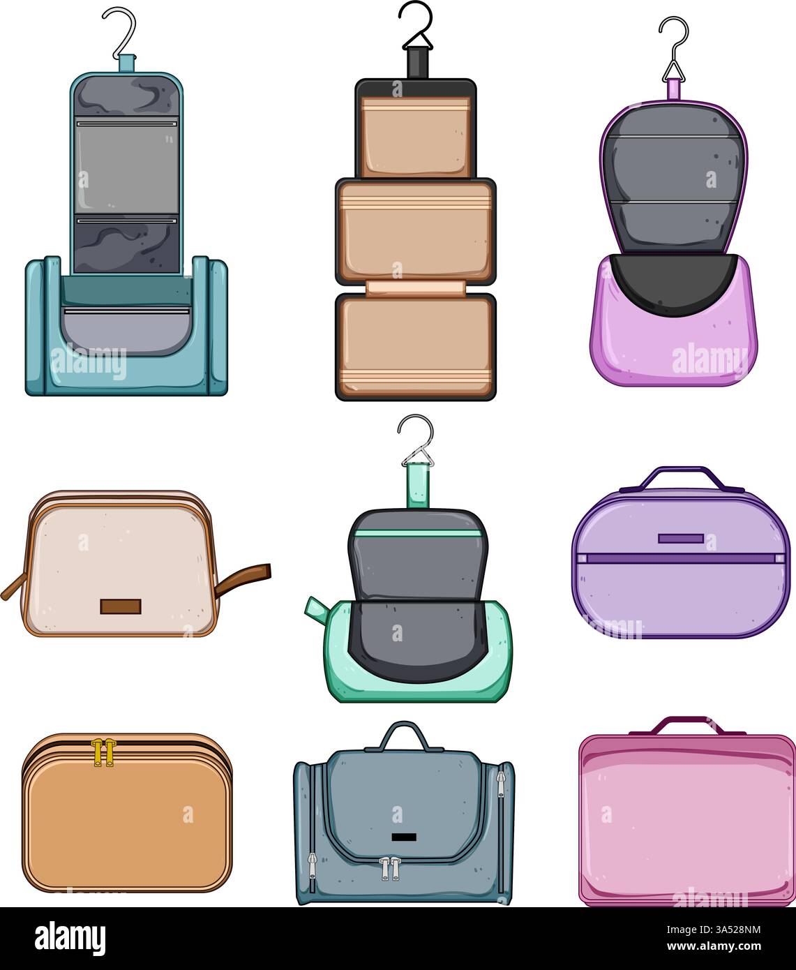 toiletry bag set cartoon vector illustration Stock Vector Image & Art ...