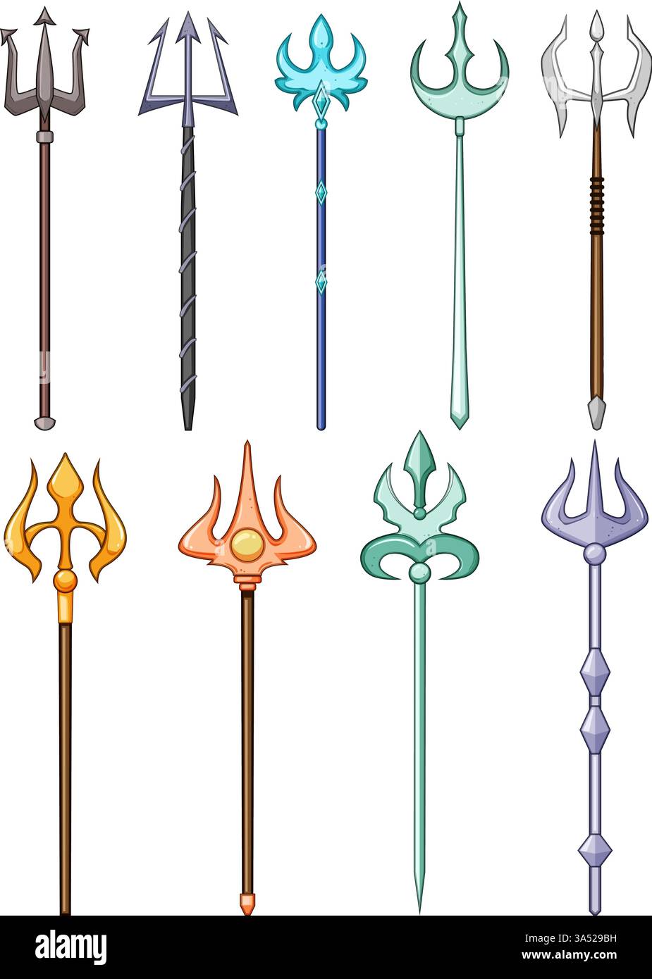 trident magic set cartoon vector illustration Stock Vector Image & Art ...