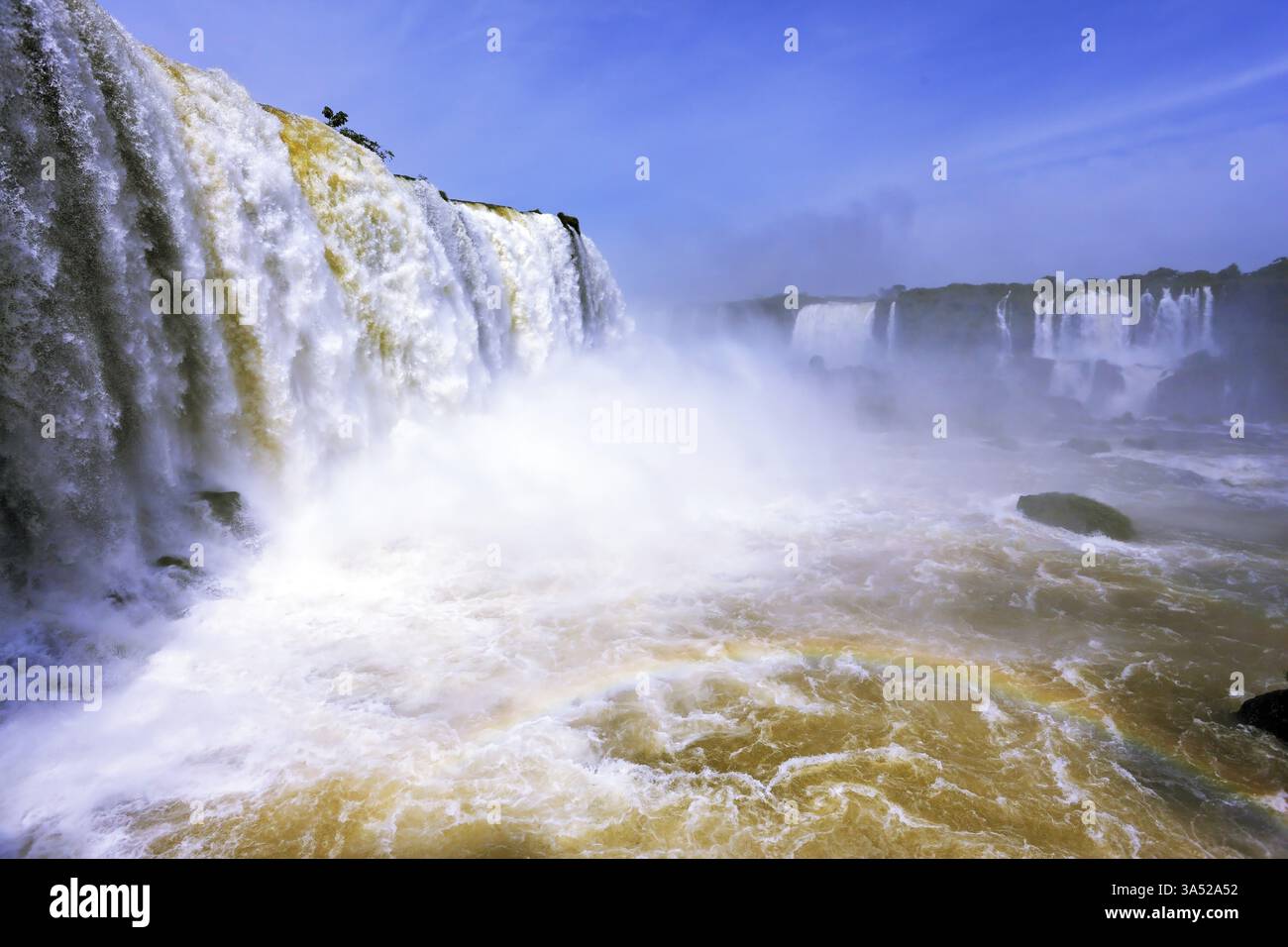 White whipped foam of water and a thin mist over the water. The most ...