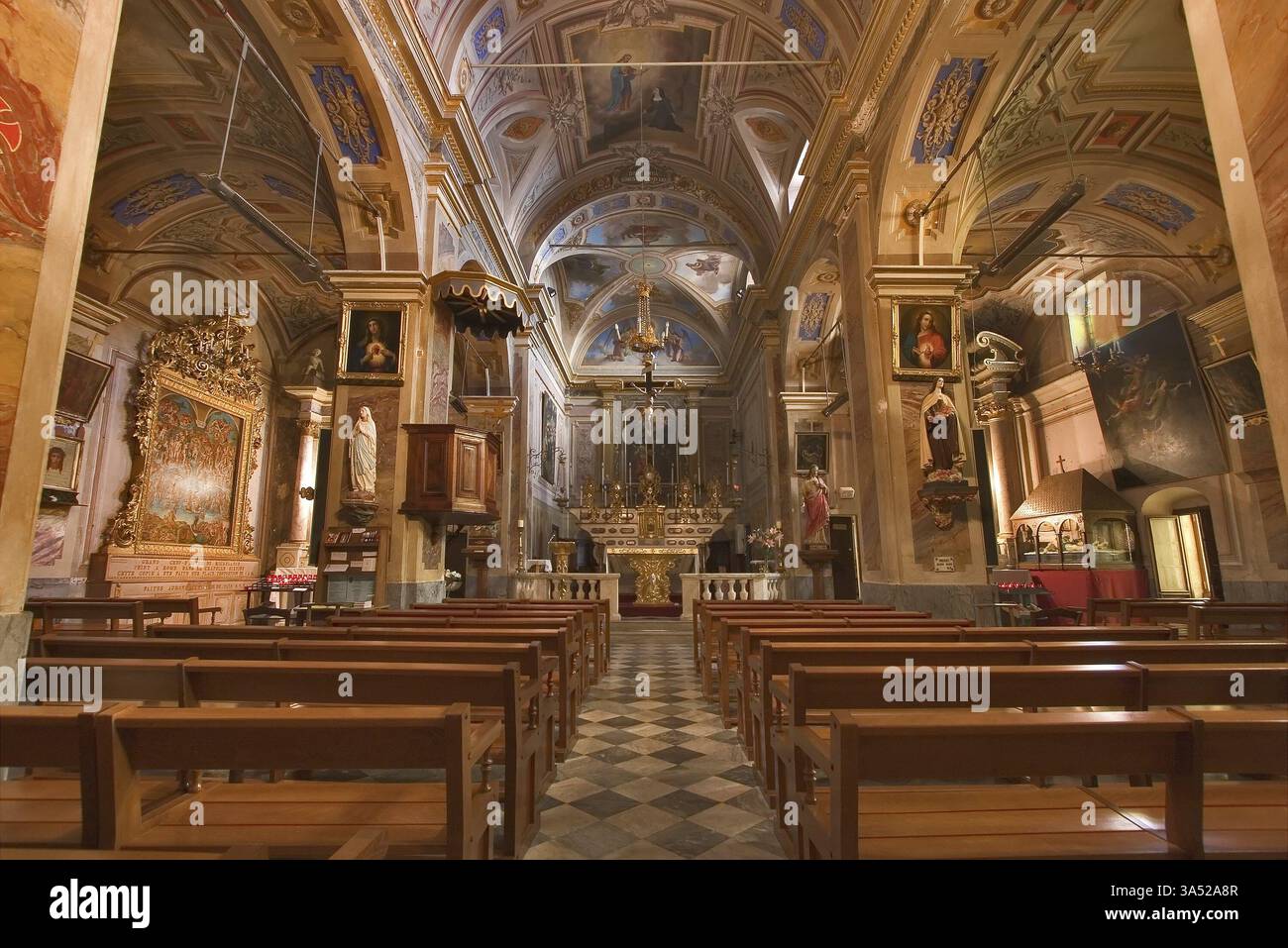 A magnificent interior of church in a medieval small town Stock Photo ...