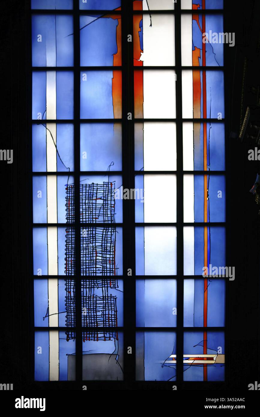 Mainz, Germany - April 20, 2017: The blue-painted new and modern chapel ...
