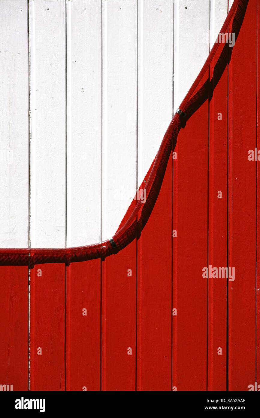 A close-up of a wooden barrack wall painted in two colours Stock Photo ...
