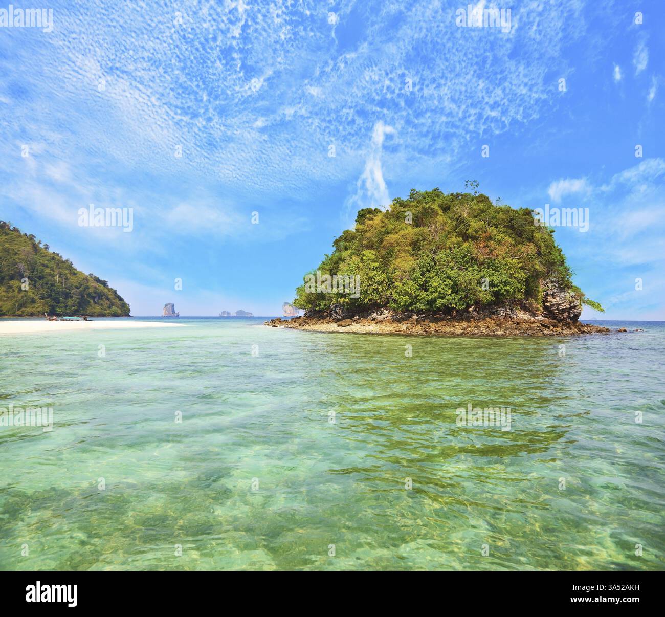 The round green island in Thailand, April. The wonderful beach and ...