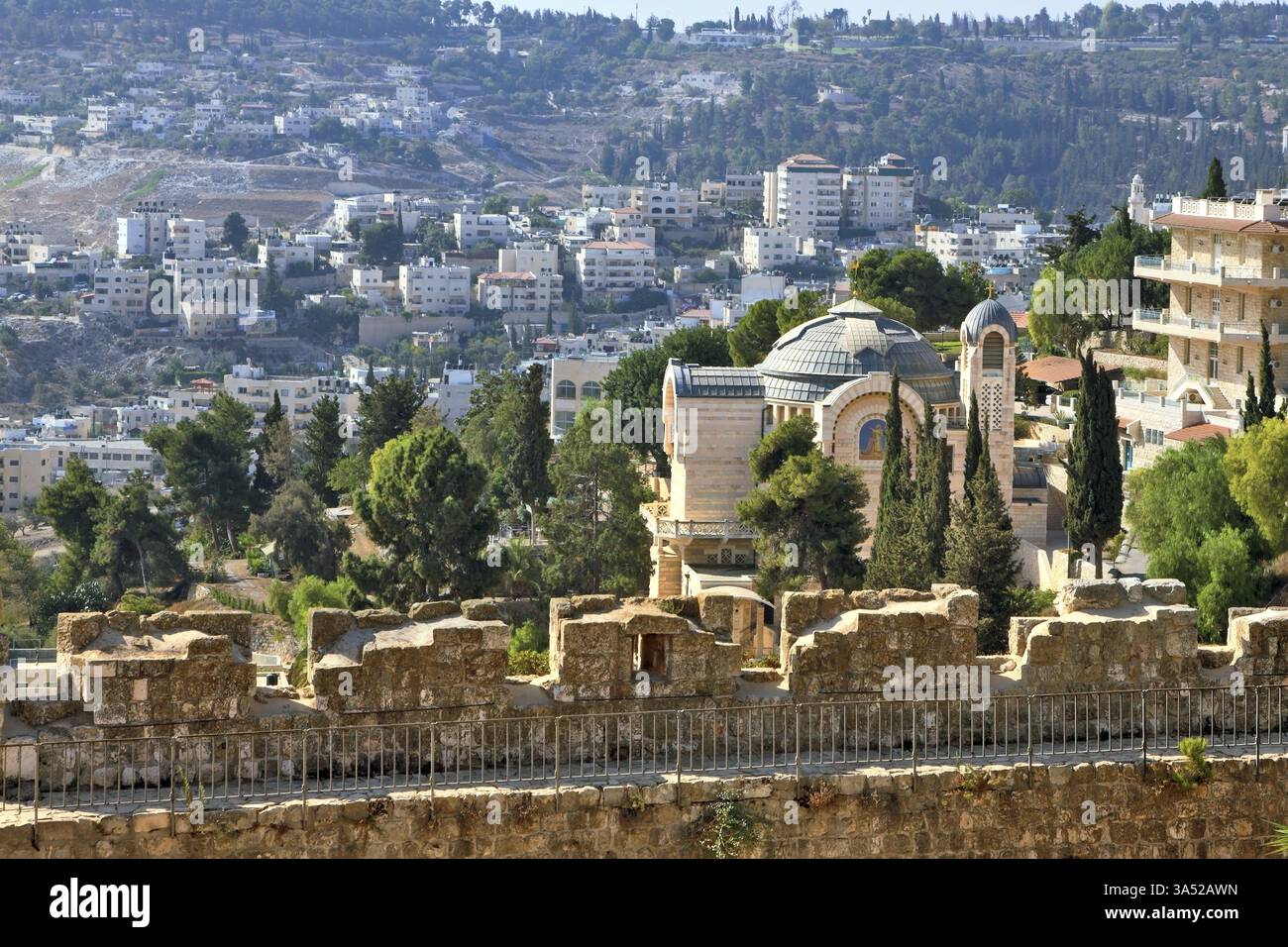 The morning sun illuminates the dome. The Church in Jerusalem ...