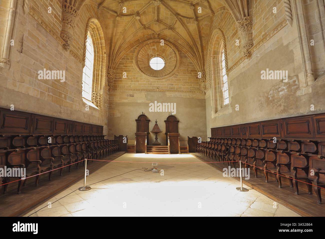 The imposing medieval castle of the Knights Templar in Portugal. The ...
