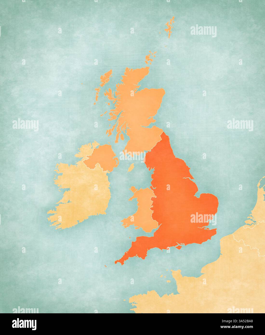 England on the map of United Kingdom in soft grunge and vintage style ...