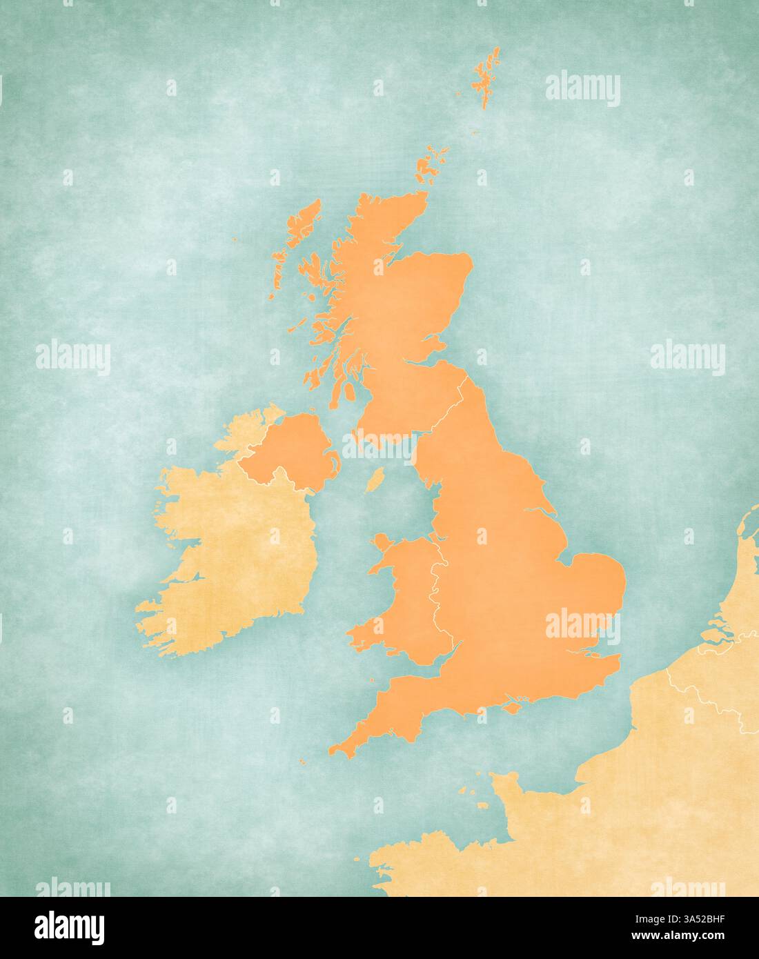 Map of United Kingdom in soft grunge and vintage style, like old paper ...
