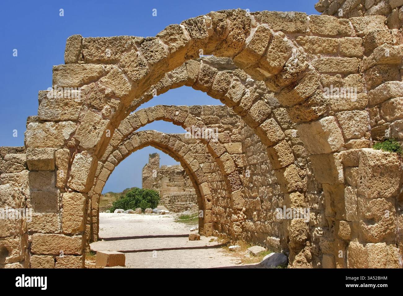 National park Caesarea on coast of Mediterranean sea in Israel Stock ...