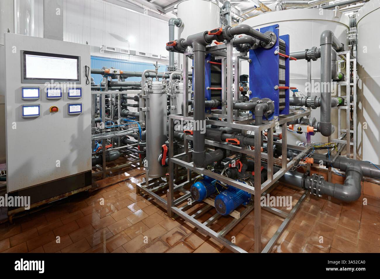 Detailed view of chemical plant pipelines and valves highlighting ...