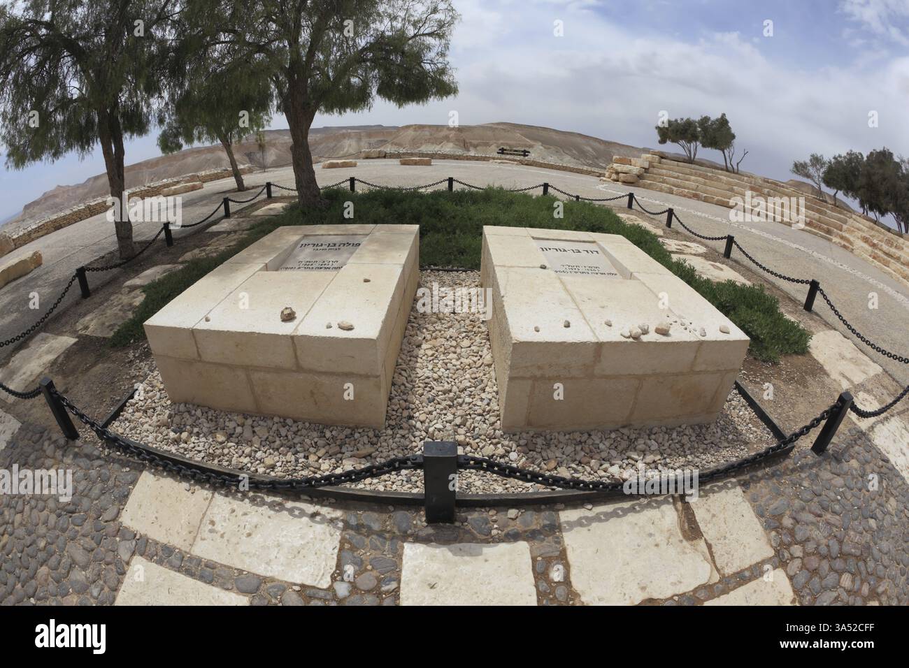 The grave of the founder of Israel, David Ben-Gurion and his wife Pauline. Kibbutz Sde Boker in ...