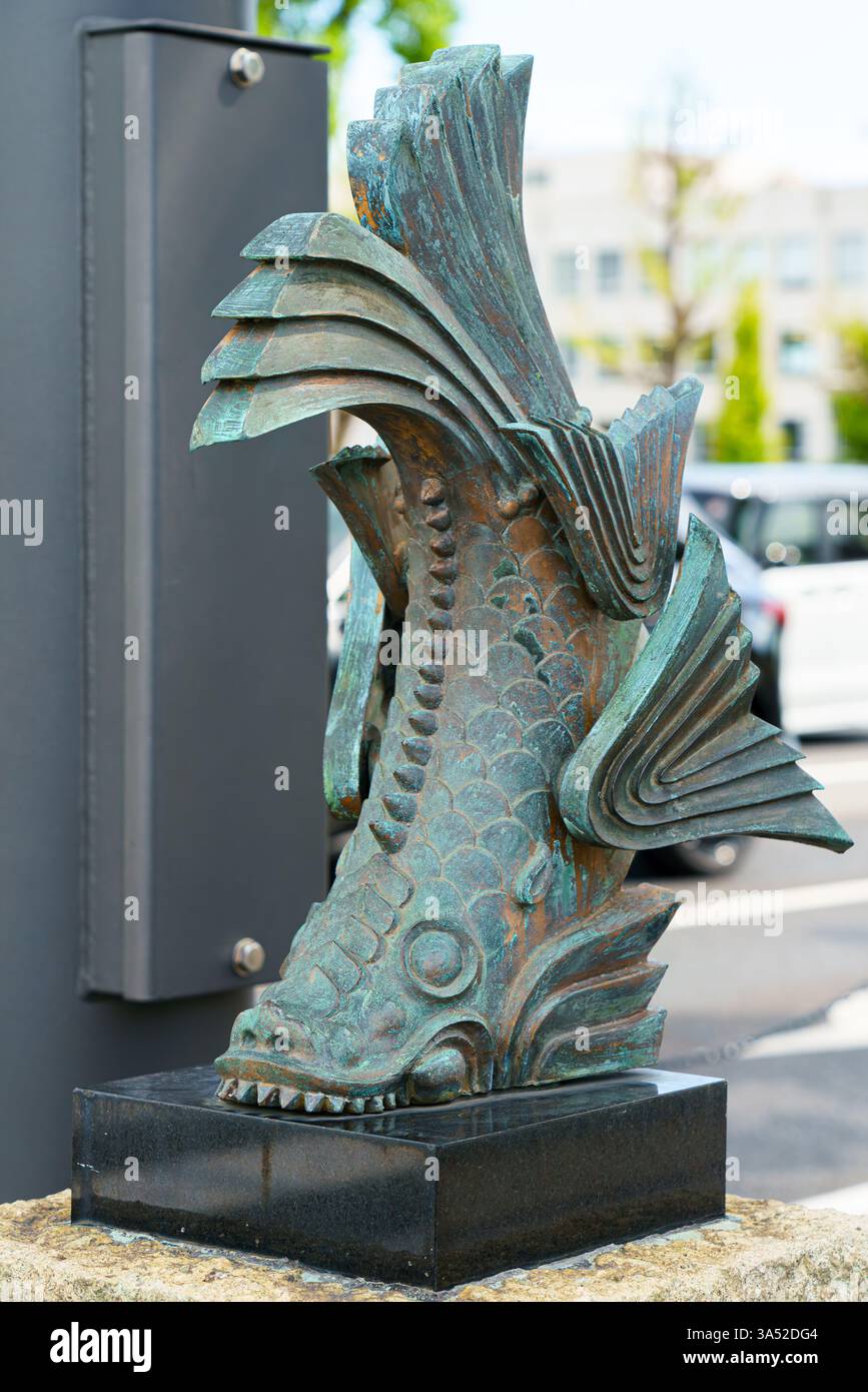 Himeji, Japan - Sep 24 2024, vertical, close up view of giant sculpture ...