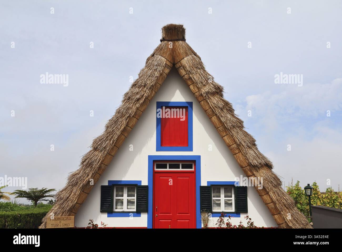 Pastoral landscape. Rural house clear geometric shapes. Madeira, the ...