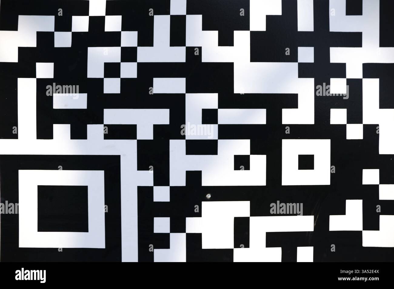 The black, white and geometric pattern of a QR code Stock Photo - Alamy