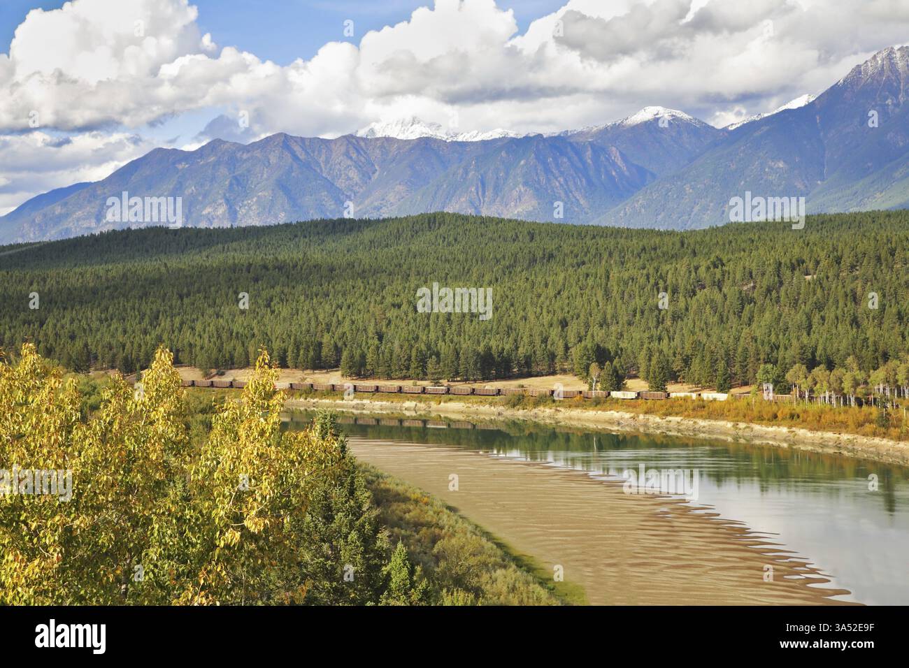 The shallow river drying up by autumn in Yellowstone park Stock Photo ...