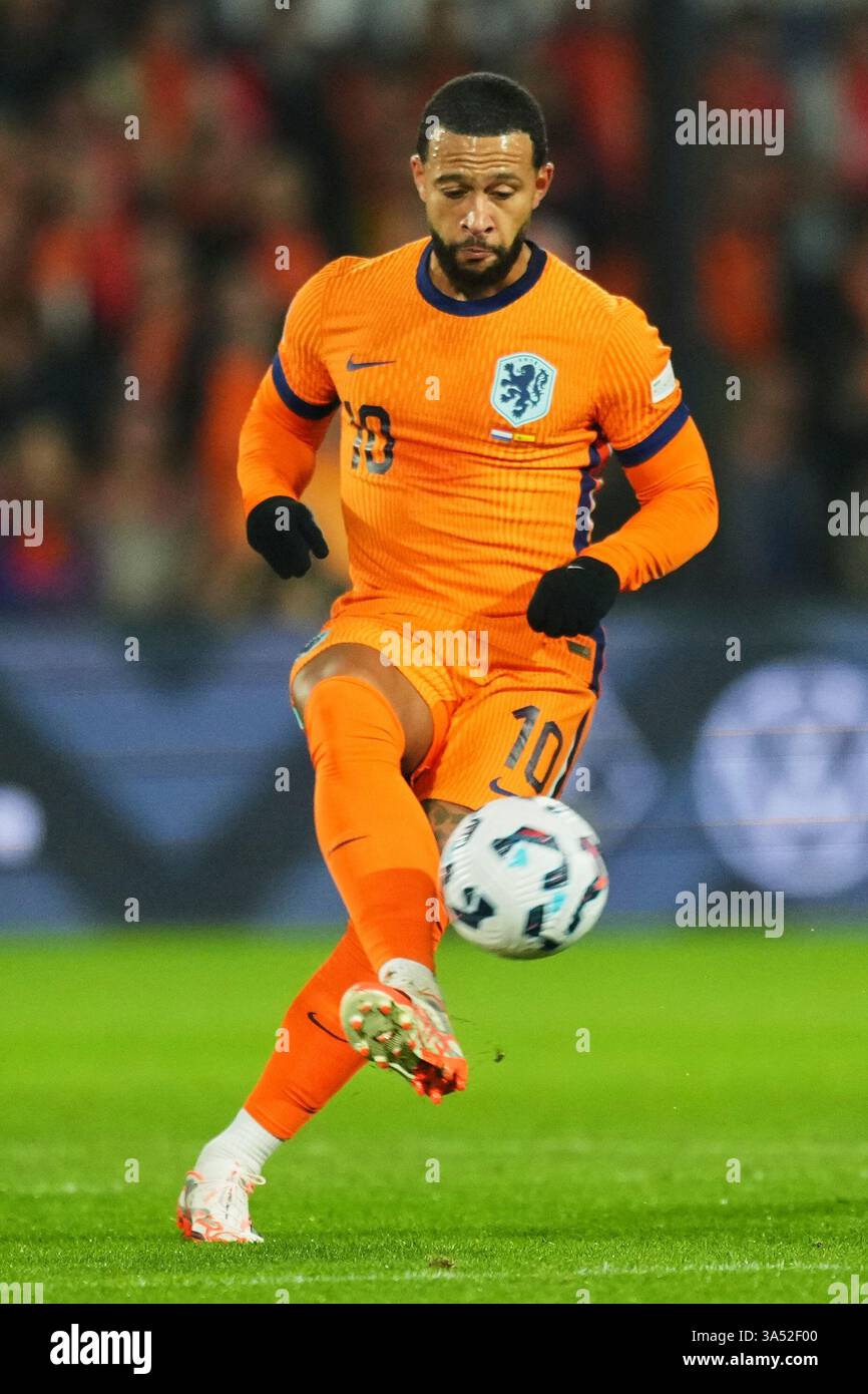 Netherlands' Memphis Depay controls the ball during the UEFA Nations ...
