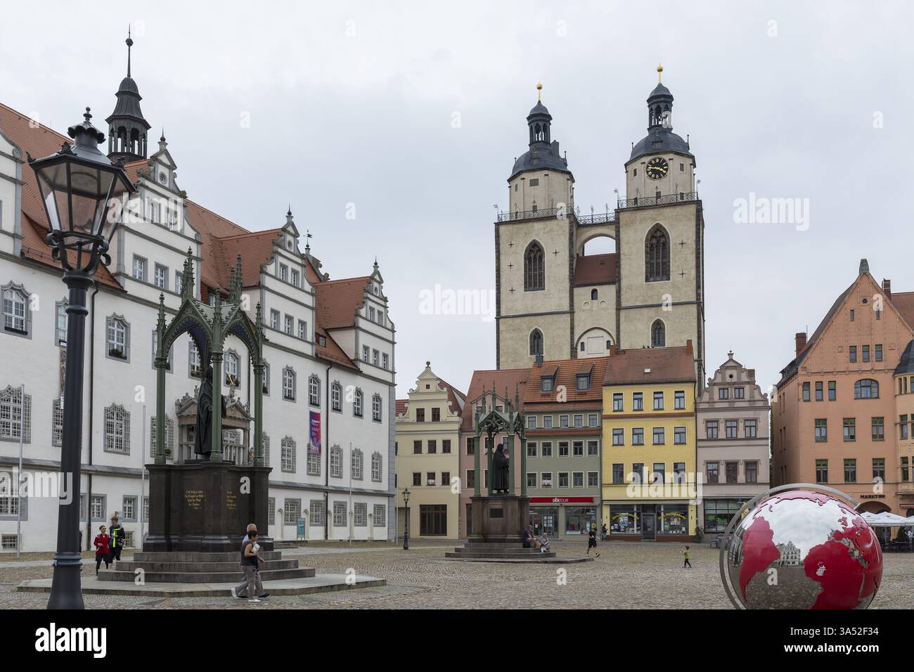 Old town hall and east side of the market square with steeples of St ...
