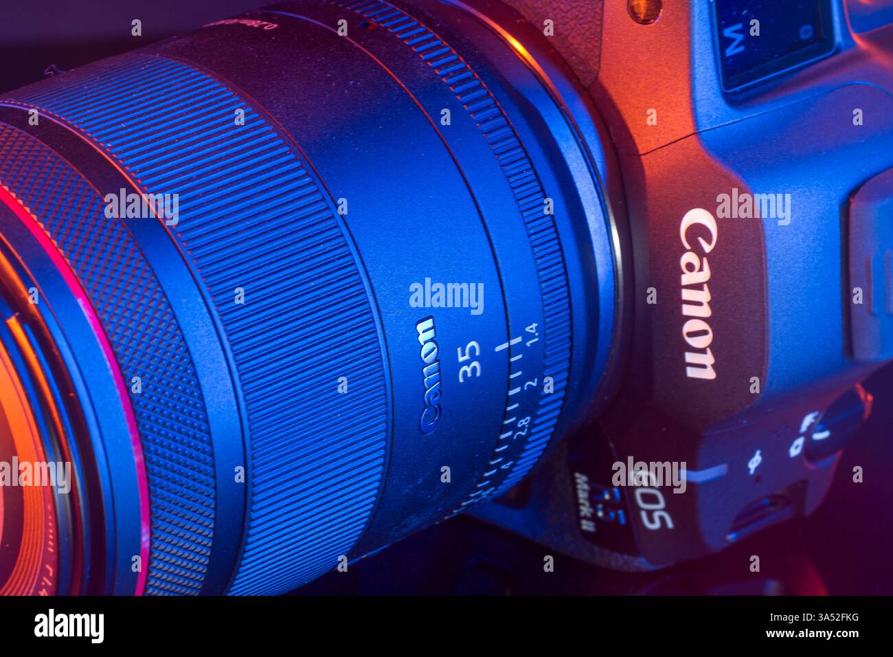 Milan, Italy - March 20, 2025: close up on a Canon EOS R5 Mark II ...