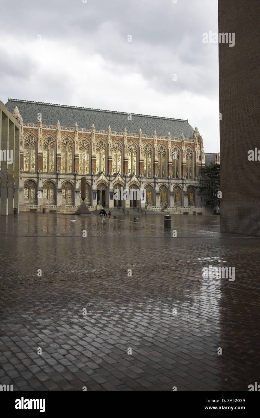 Ancient building of university library under an autumn rain Stock Photo ...