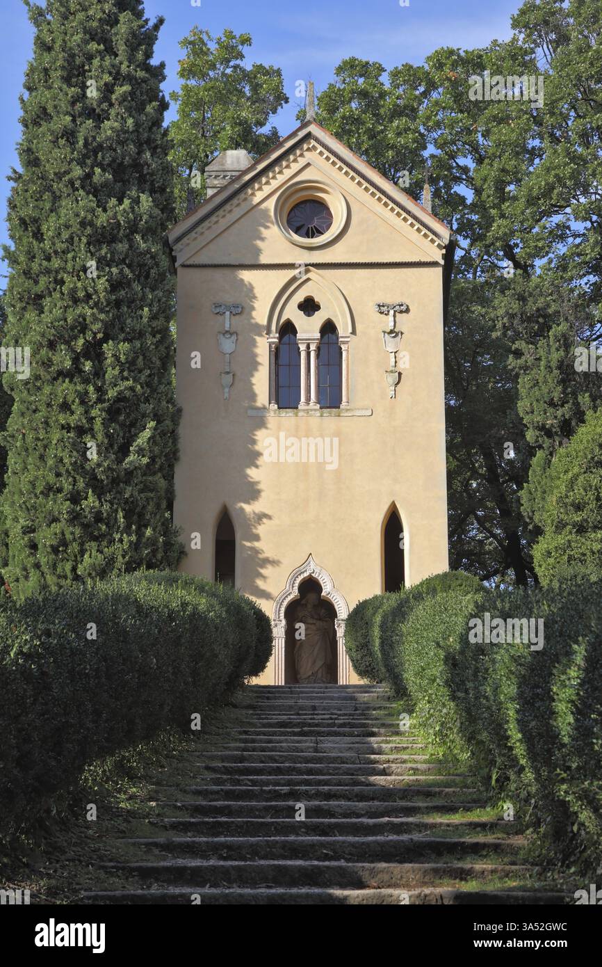 Charming baroque chapel lit sunset. Go to the chapel are ancient stage ...