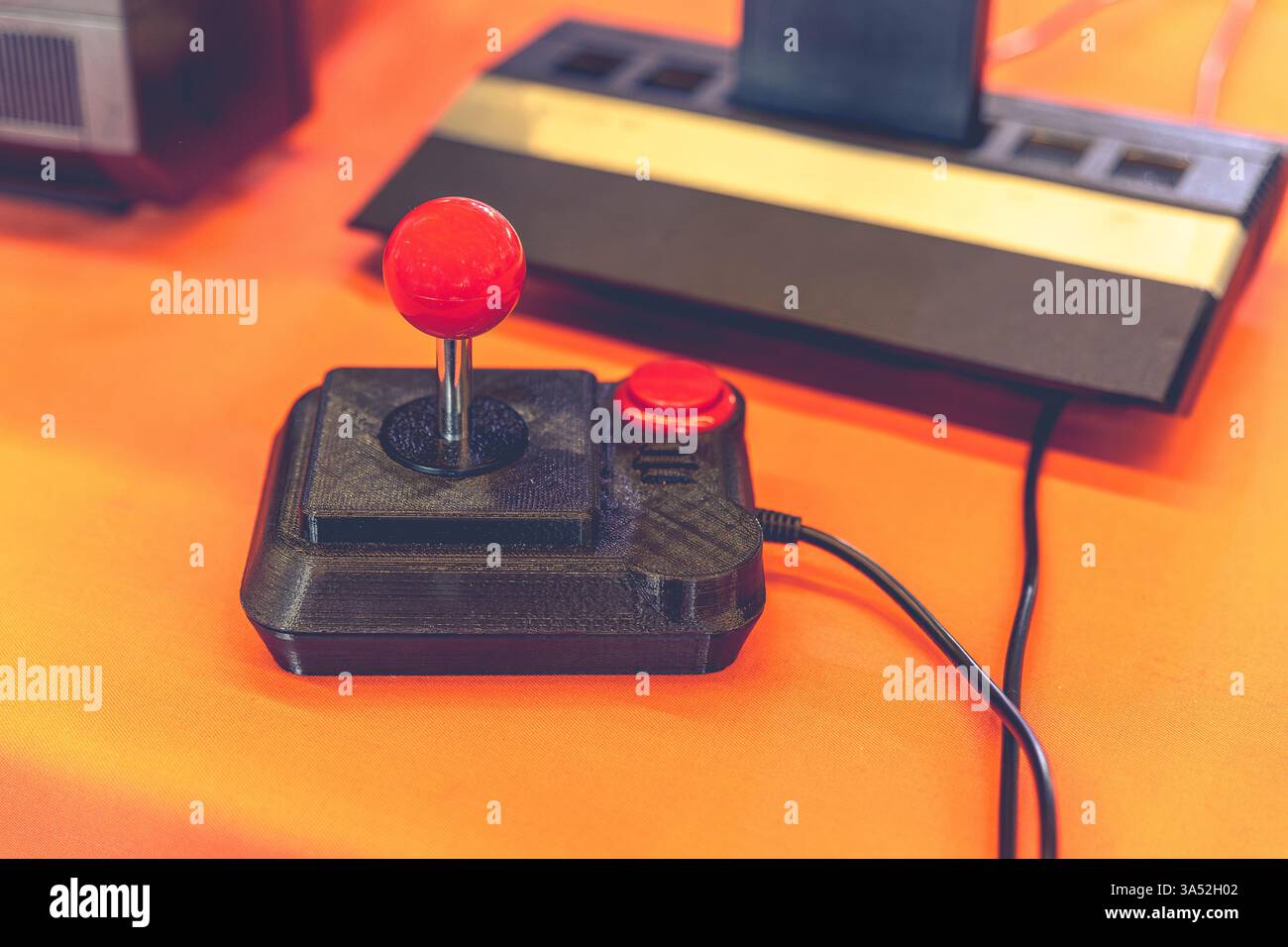 Retro Gaming Joystick and Classic 80s Console Close-Up Stock Photo - Alamy