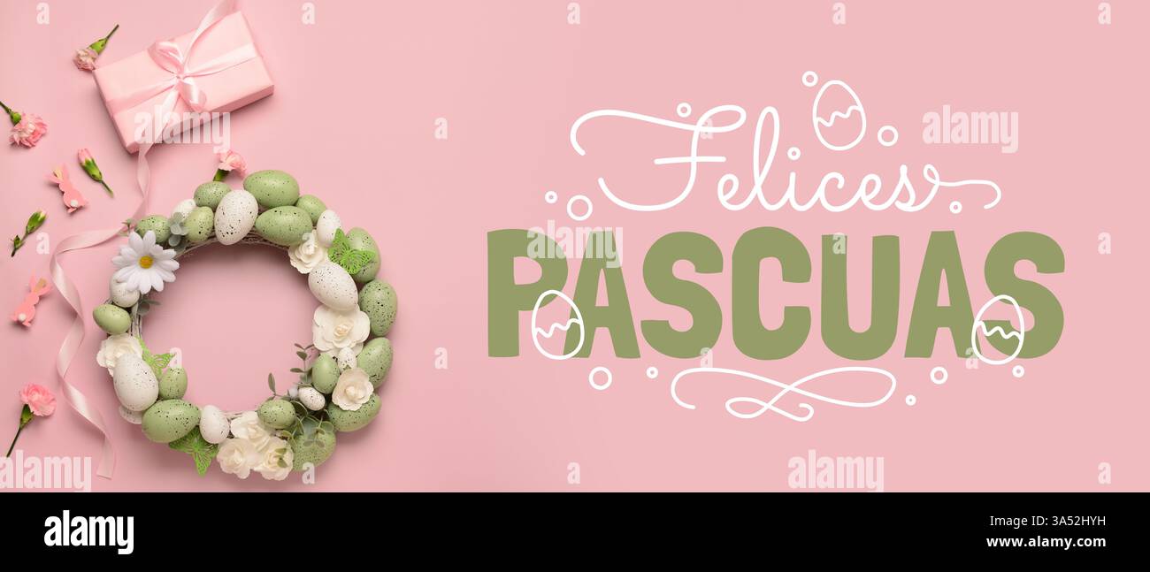 Festive banner for Easter celebration with text FELICES PASCUAS ...