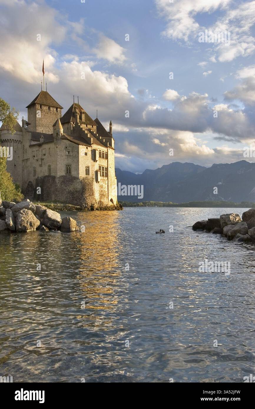 Medieval castle Shilion on lake Leman in Switzerland Stock Photo - Alamy