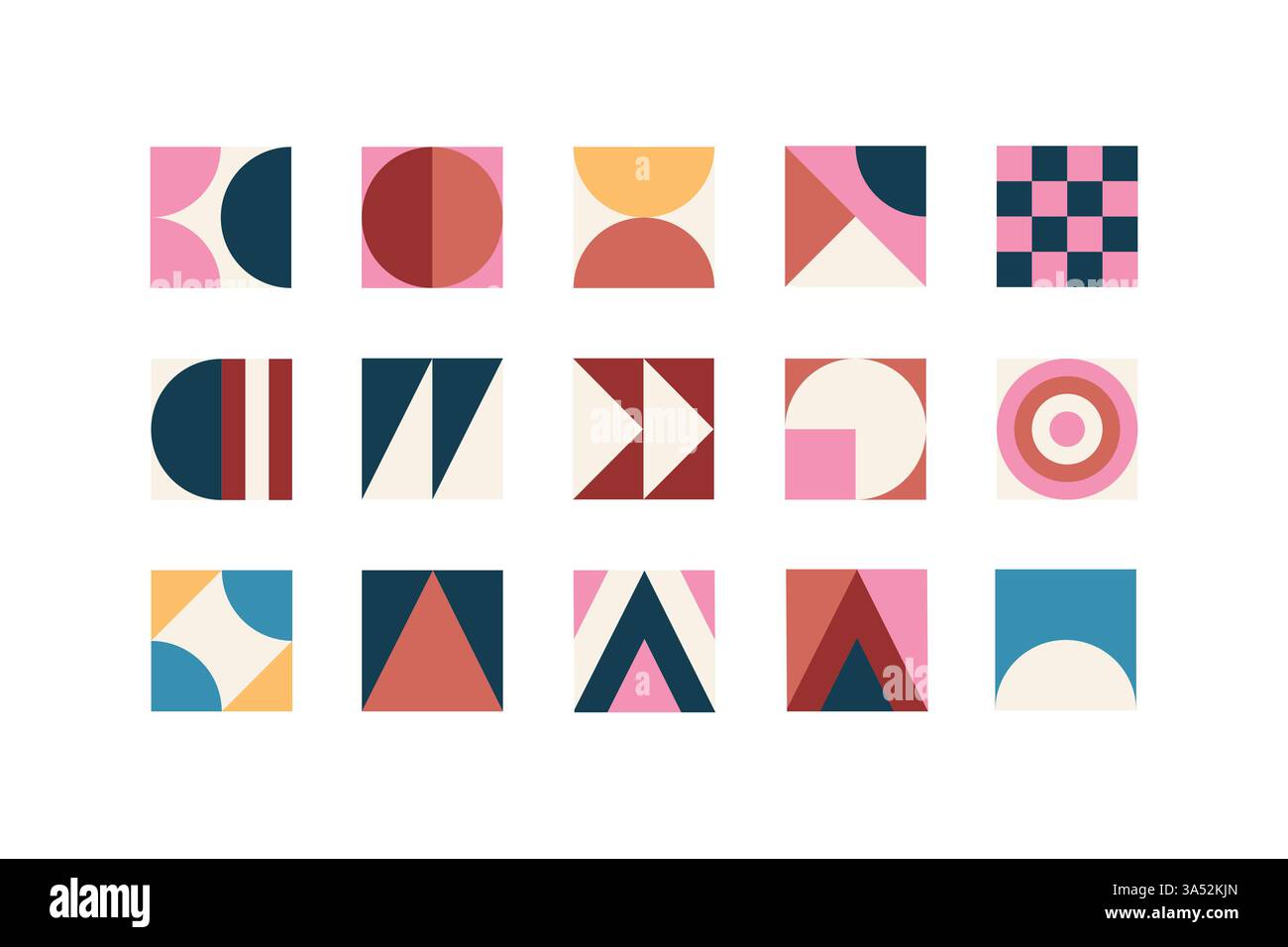 Abstract geometric pattern in Bauhaus style with bold shapes and retro ...