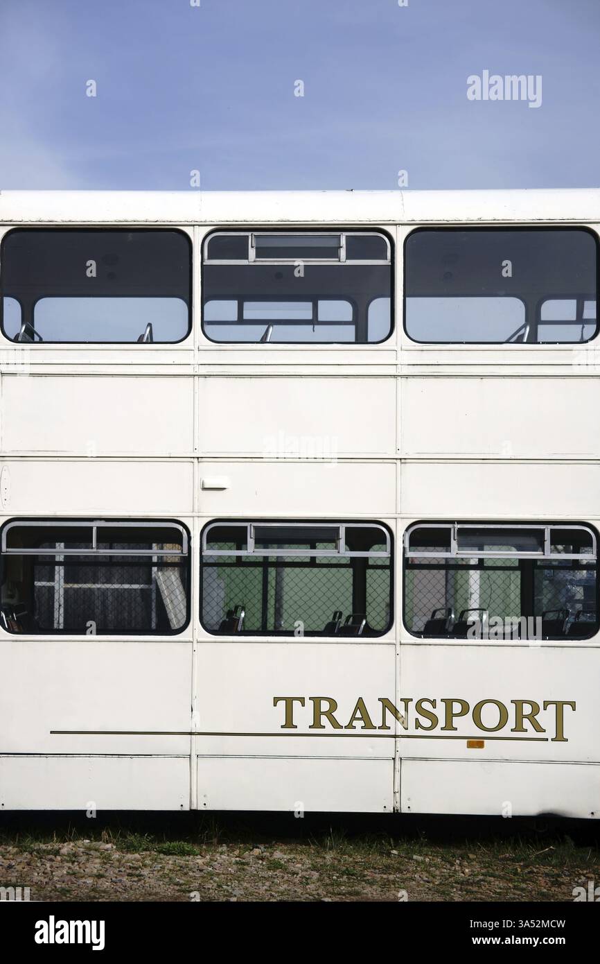 The side view of the lower rows of seats and rows of windows of an old ...