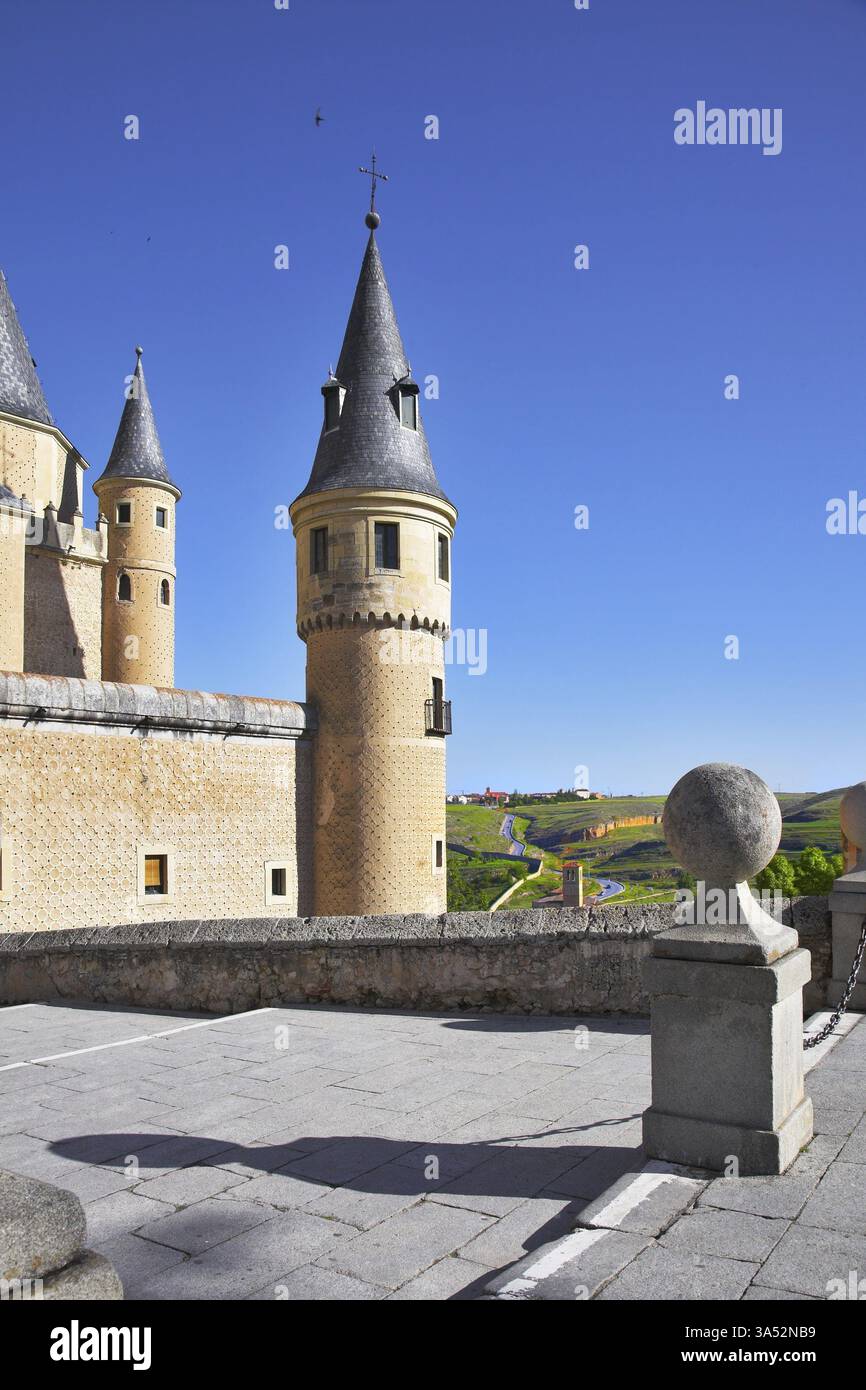 Ancient picturesque palace of the Spanish kings in Segovia and rural ...