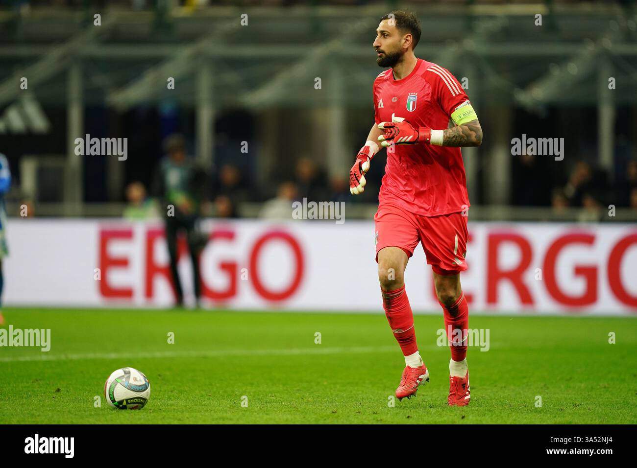 Milan, Italy, 20th March 2025: Gianluigi Donnarumma (1 Italy) controls ...