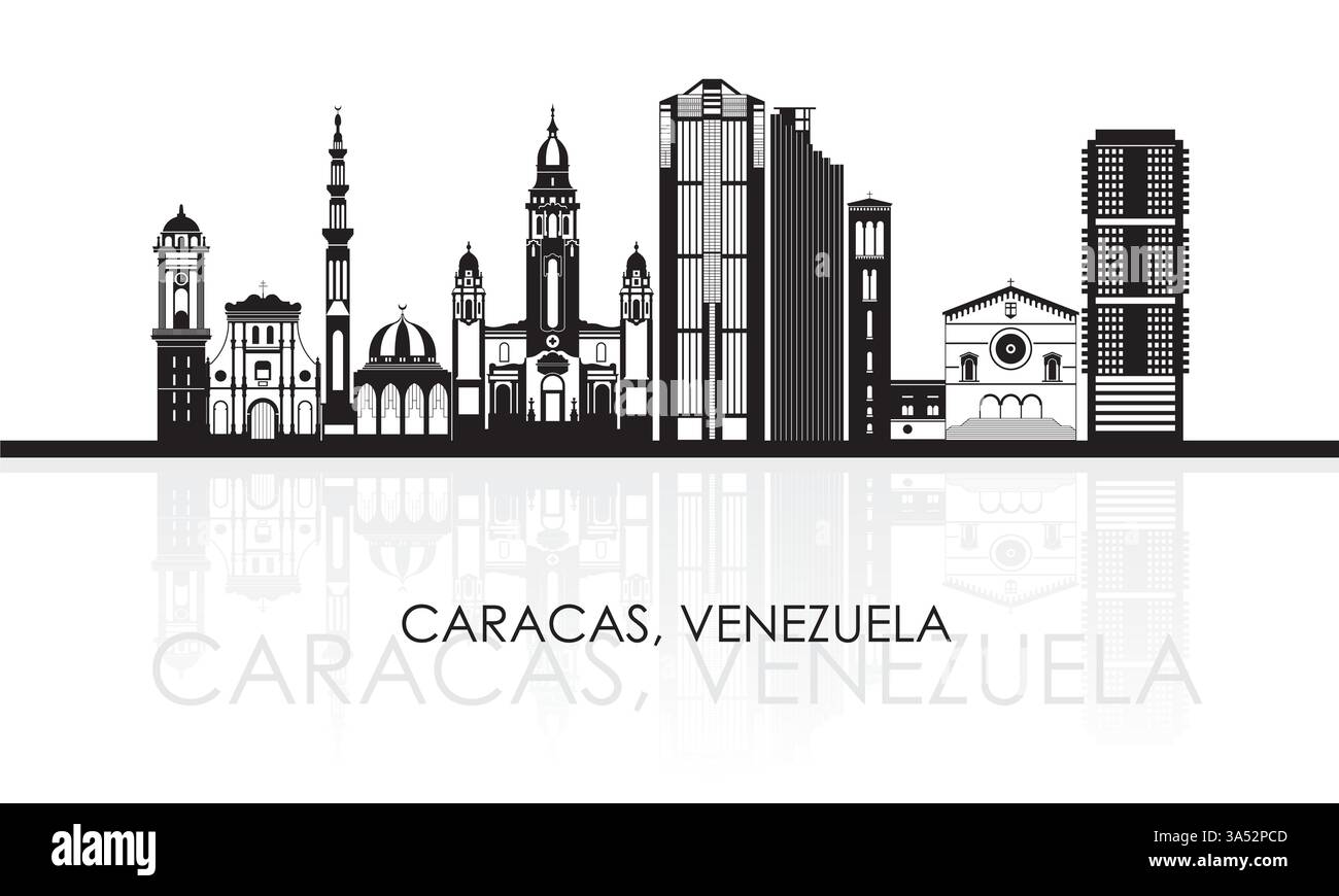 Silhouette Skyline panorama of city of Caracas, Venezuela - vector ...