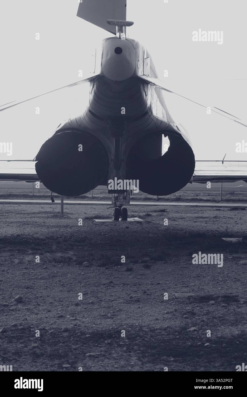 The rear view of a fighter aircraft with a detail of the nozzles Stock ...