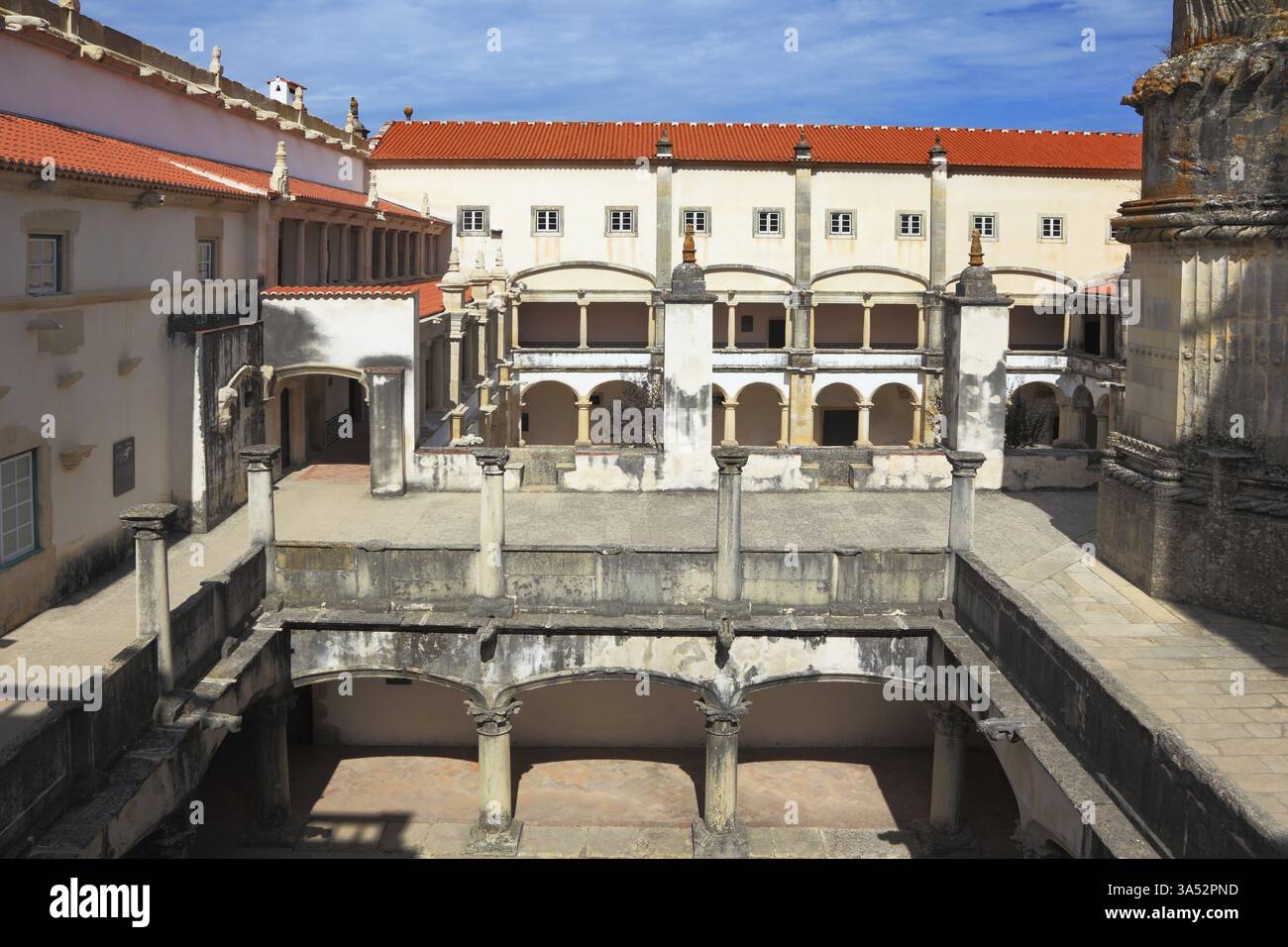 Courtyard, patio, surrounded by a gallery. The imposing medieval castle ...