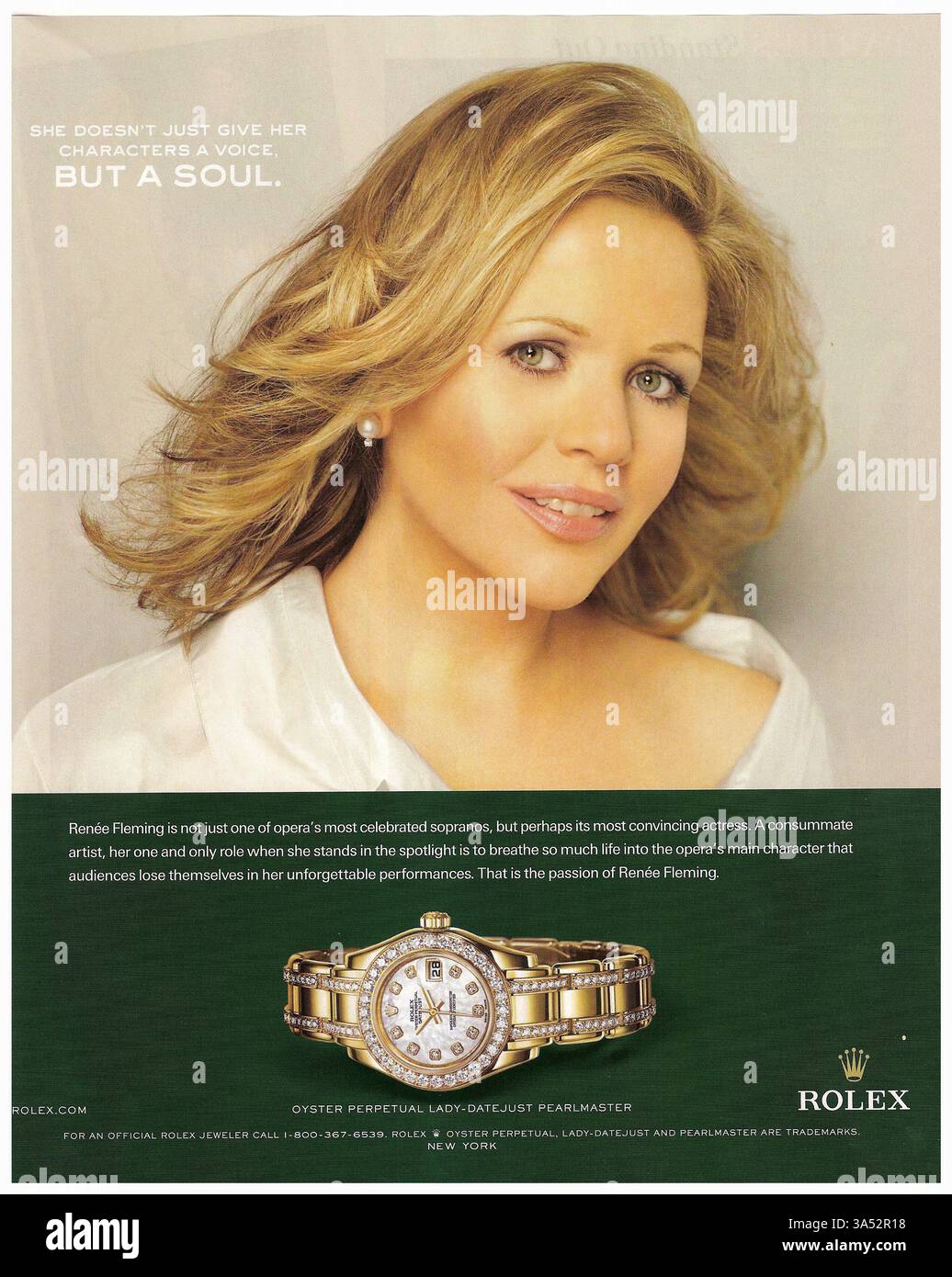 2007 advertisement featuring Renée Fleming for the Rolex Oyster ...