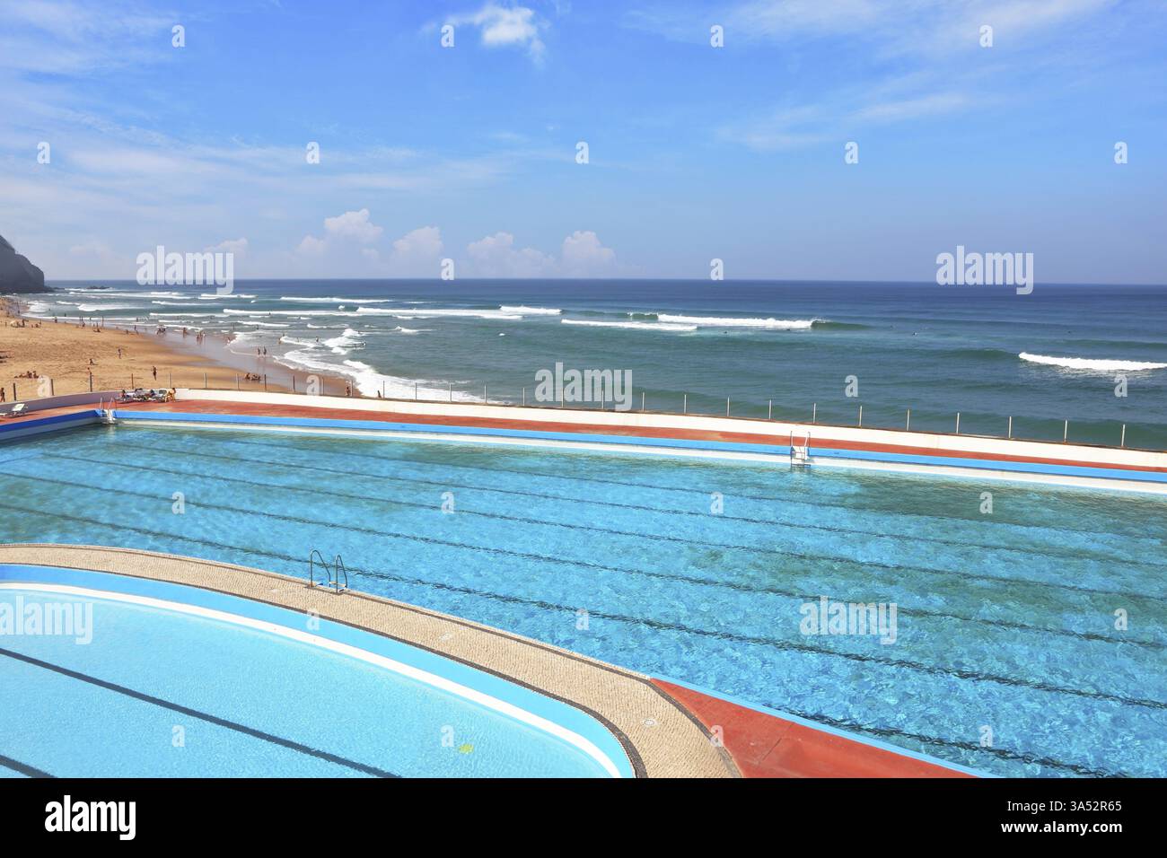 A huge beautiful pool on the beach. Atlantic coast, the Portuguese ...