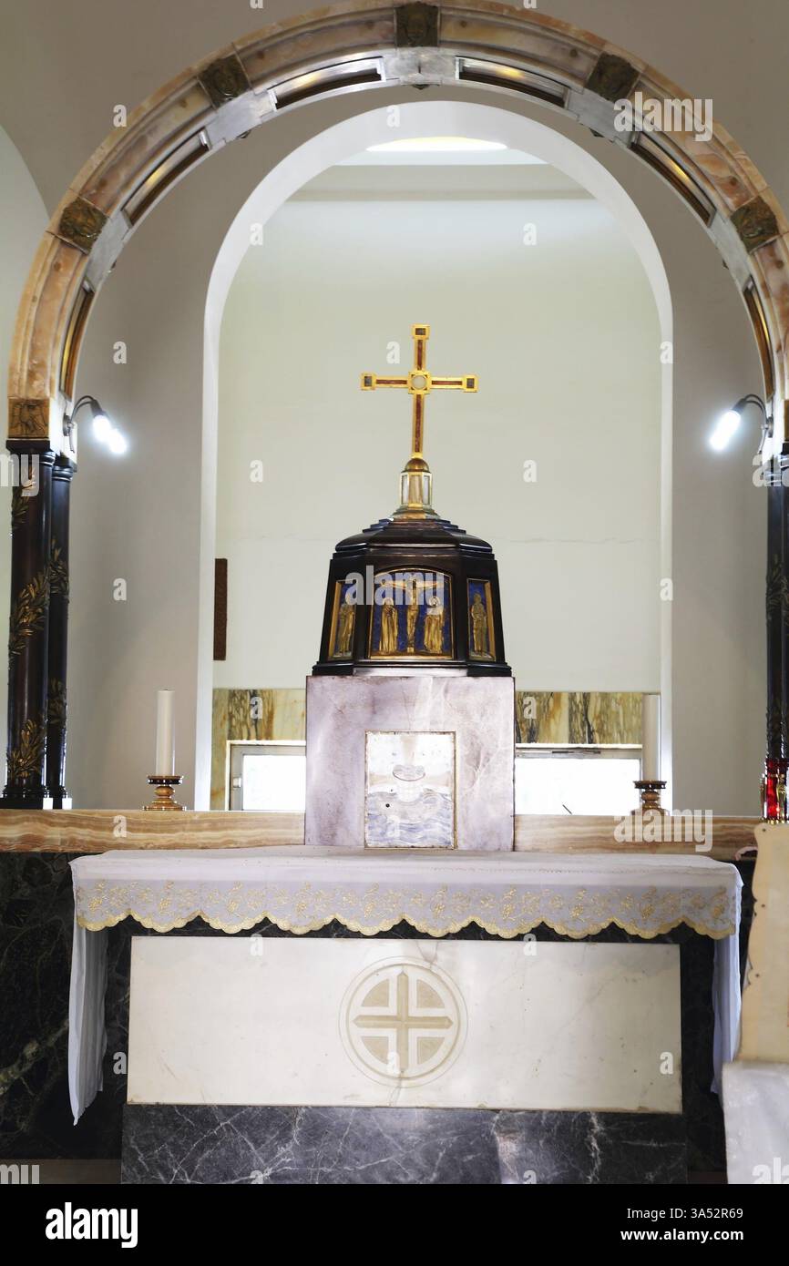 Israel, lake Tiberias. Church on Mount of Beatitudes. An interior, Asia ...