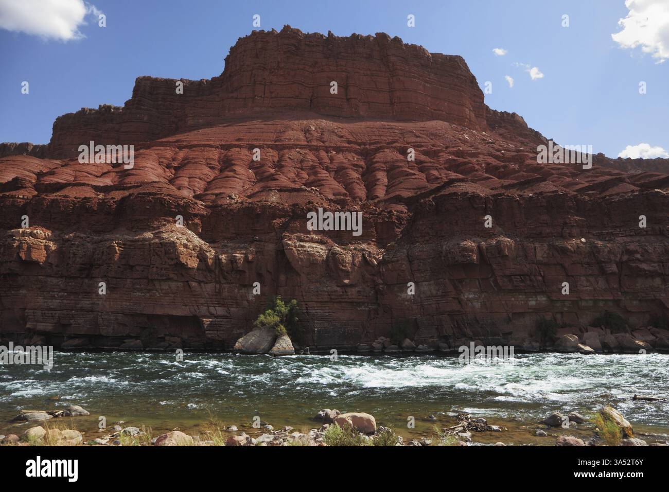 The majestic cliffs of red sandstone and rapids of the Colorado River ...