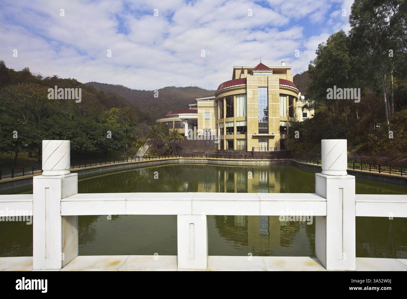 The big pool with quiet water and the bridge near to hotel in the ...