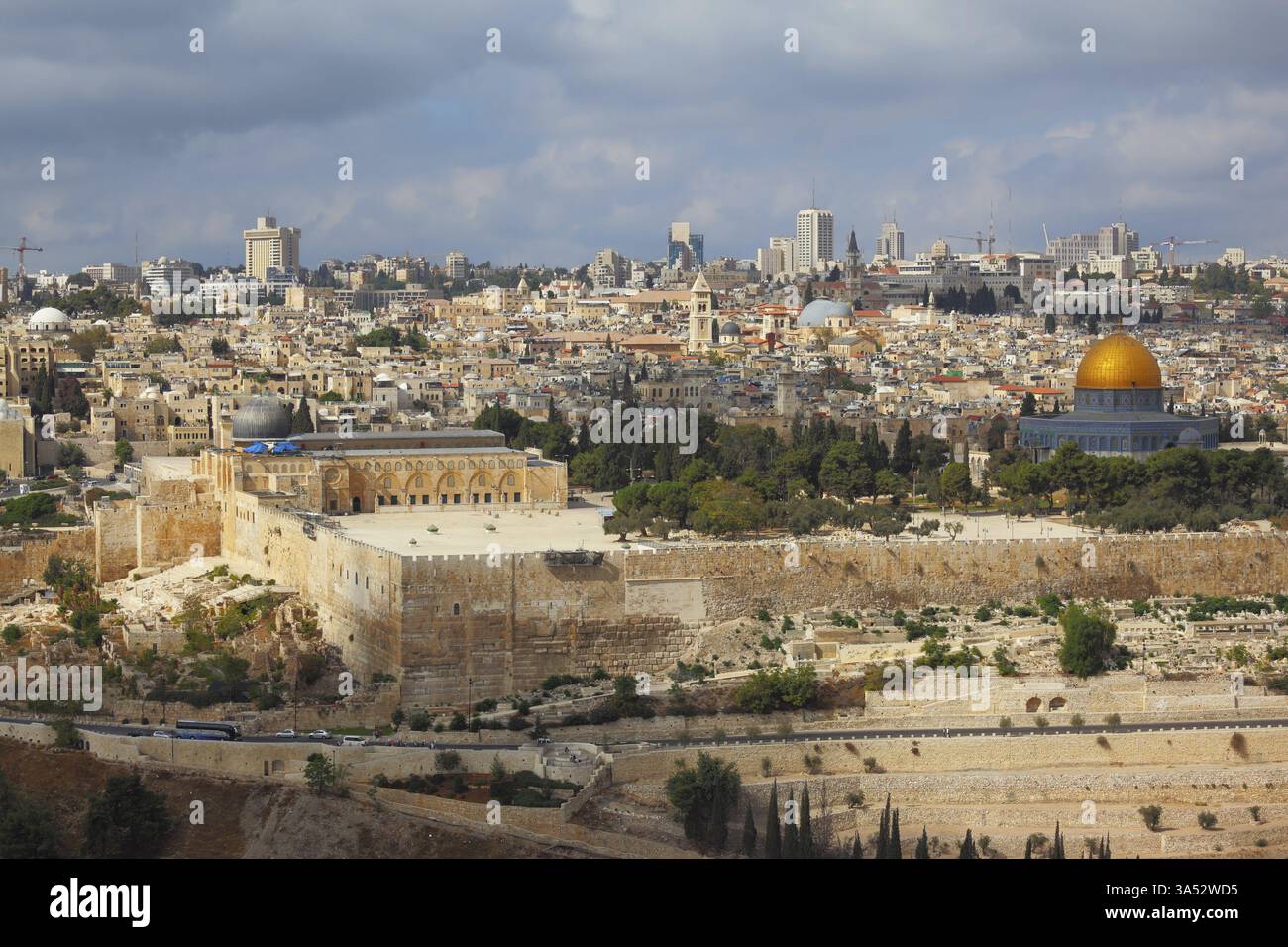 Holy City of Jerusalem. The magnificent panorama of the city. Dome of ...