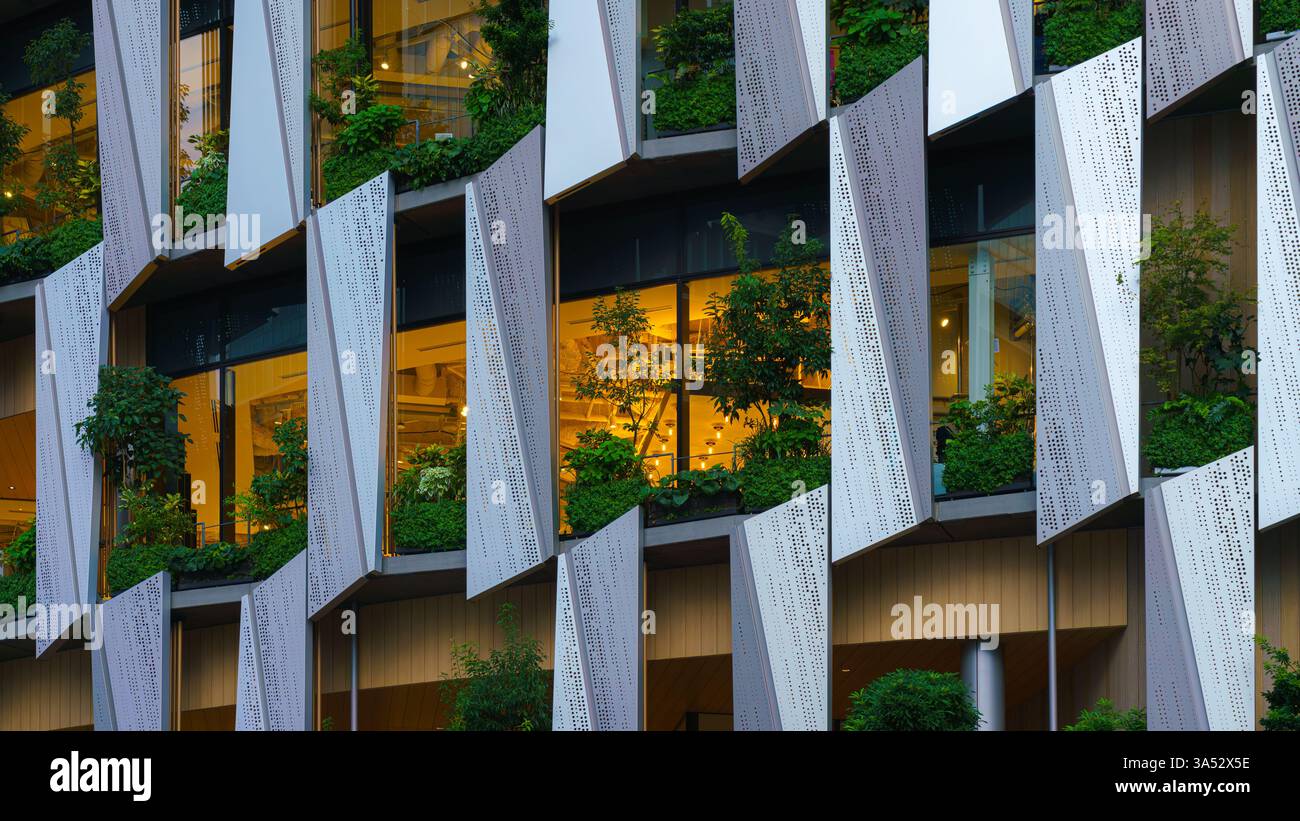 Osaka, Japan - Sep 25 2024, A close-up view of the facade of a modern ...