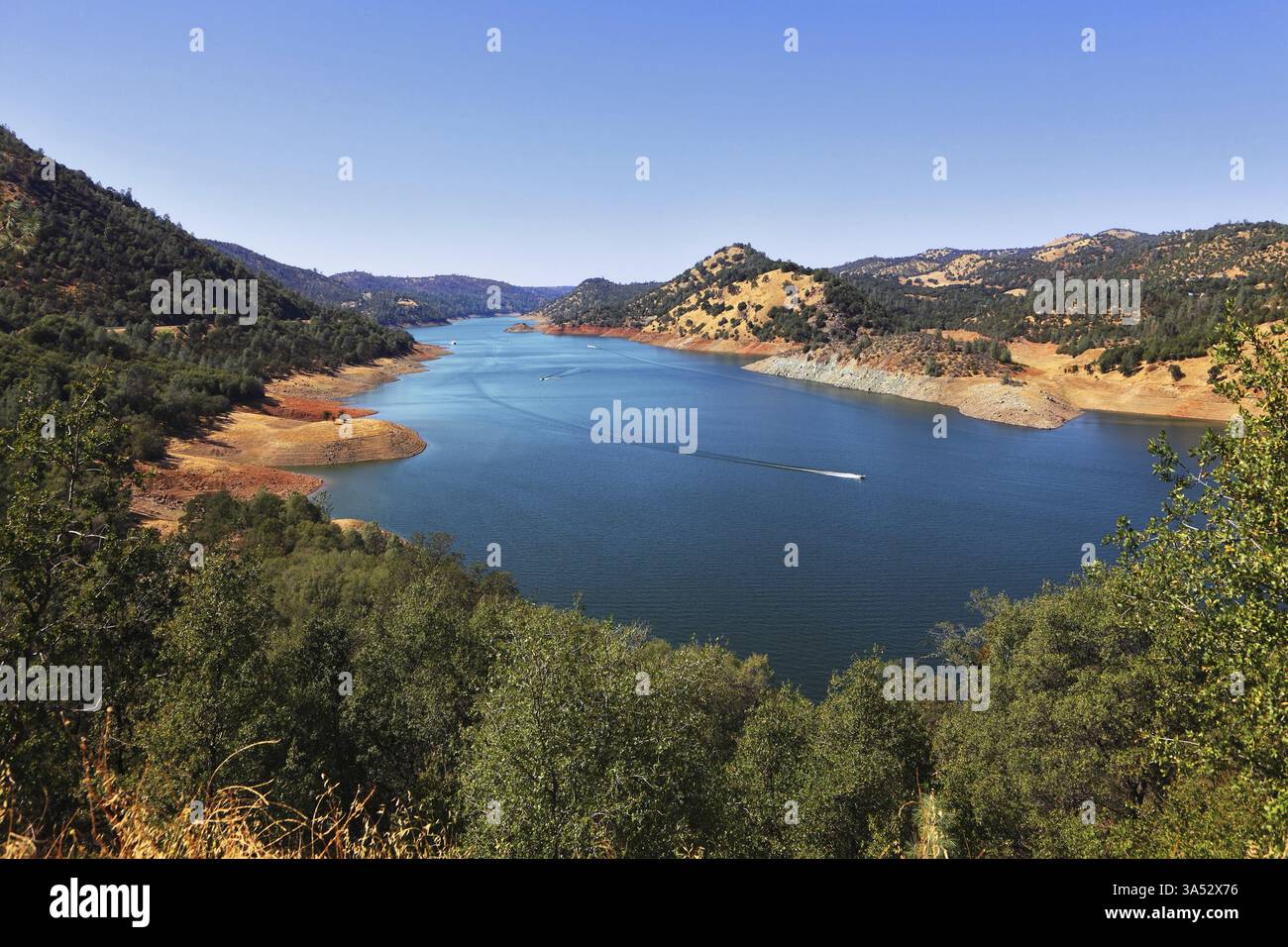 The magnificent river Mersed to the USA and floating boats with water ...