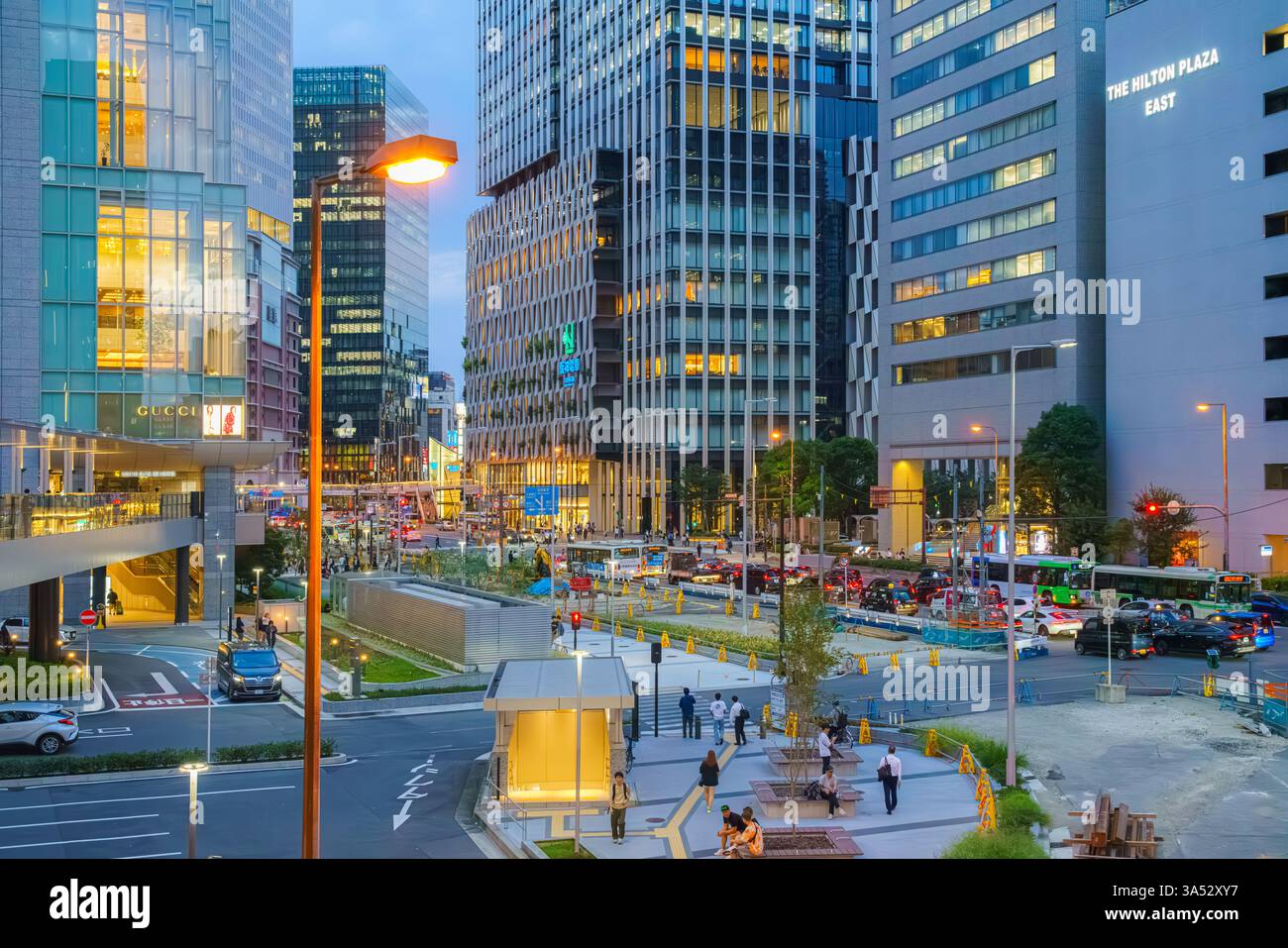 Osaka, Japan - Sep 25 2024, panoramic view of the square and the ...