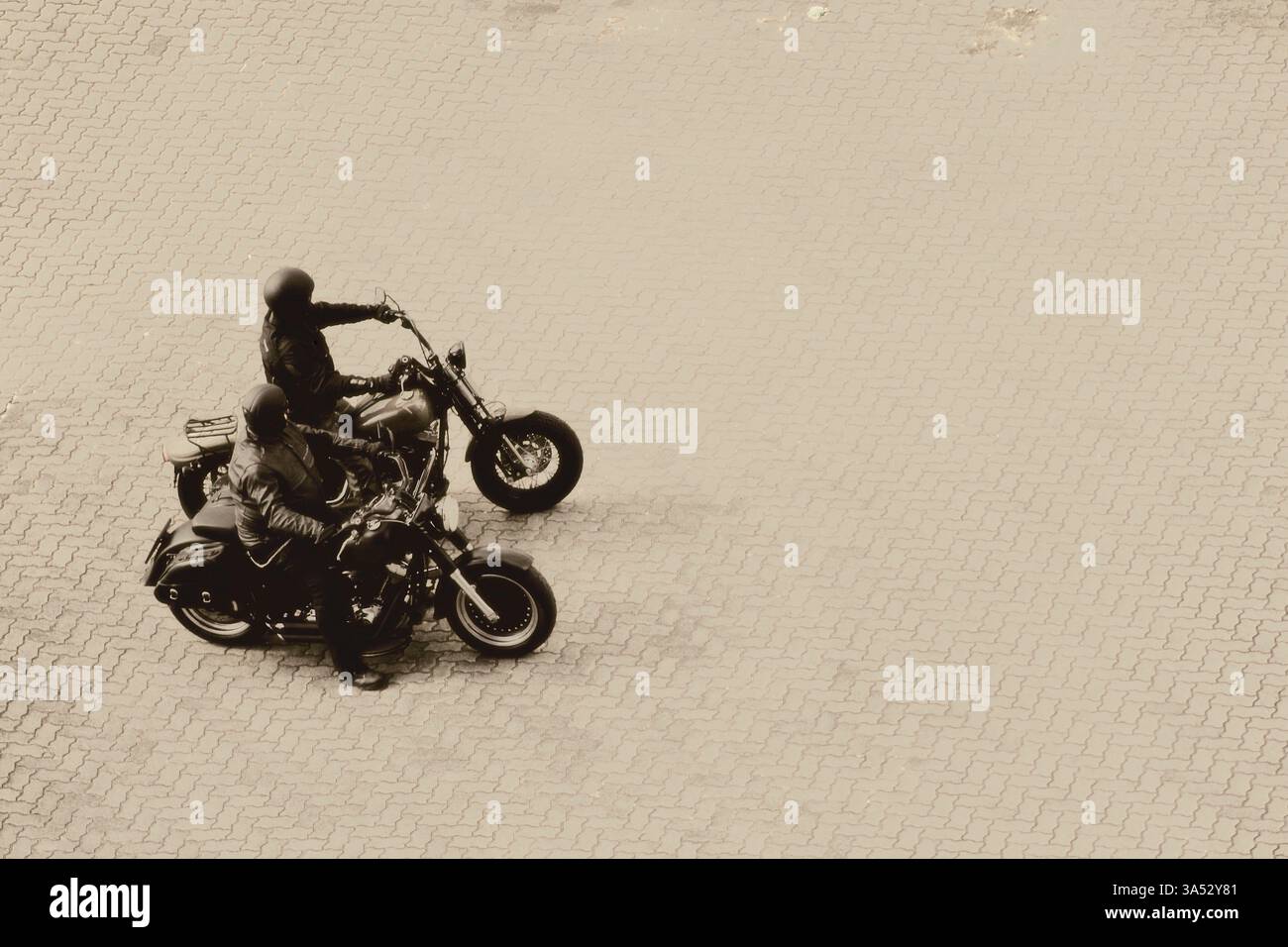 Aerial view two motorbikes hi-res stock photography and images - Alamy