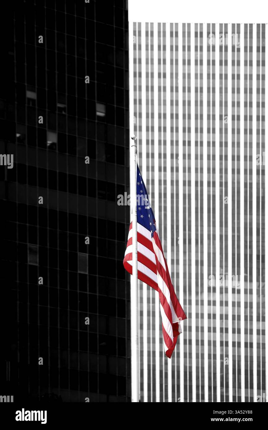 The modern facade and exterior wall of a high-rise building with ...